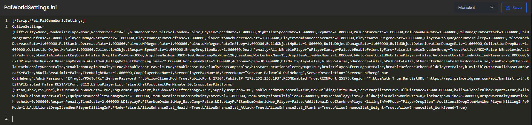Configure your Palworld server - Documentation